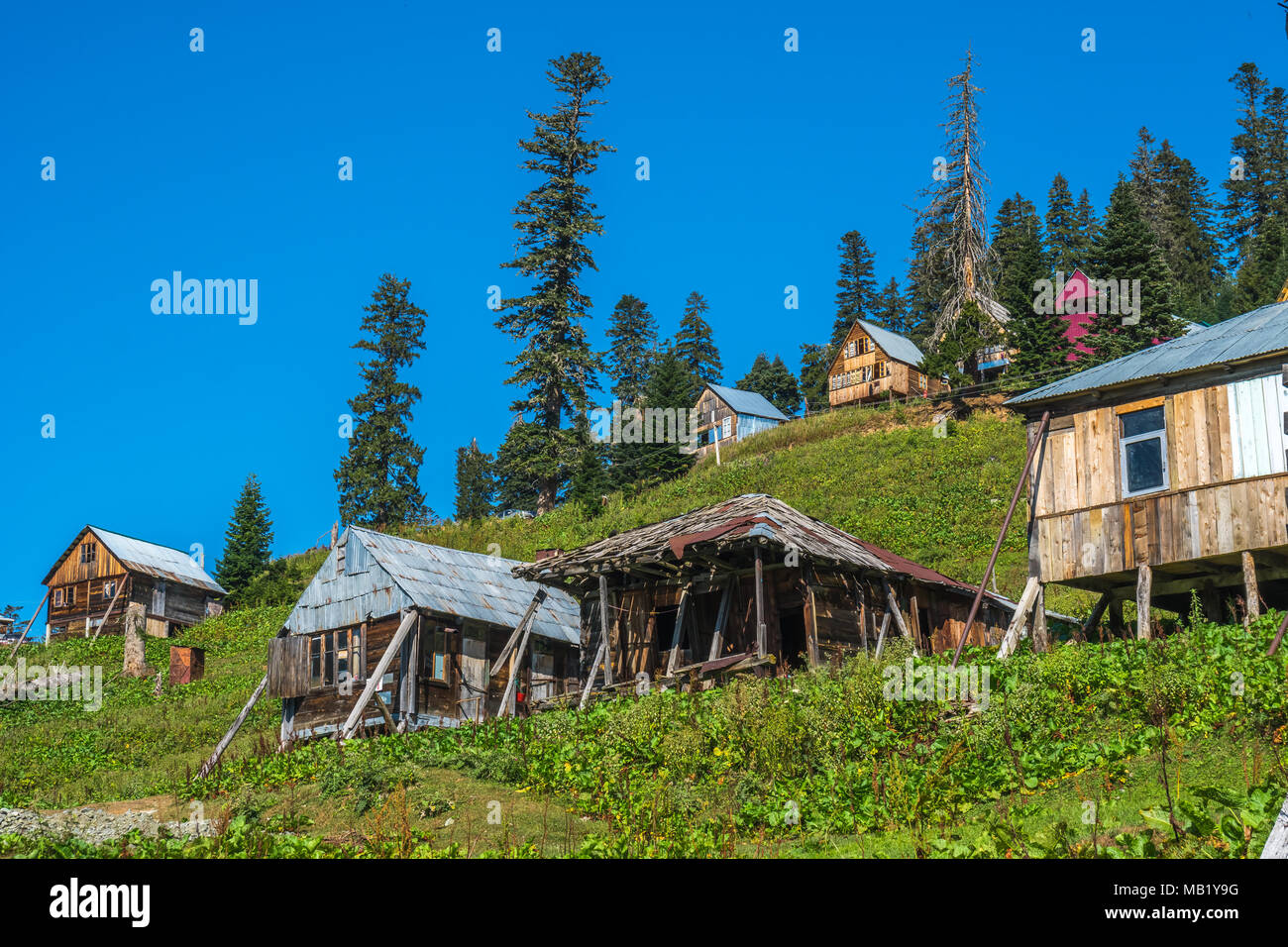 Huts in Bakhmaro village, one of the most beautiful mountain resorts of ...