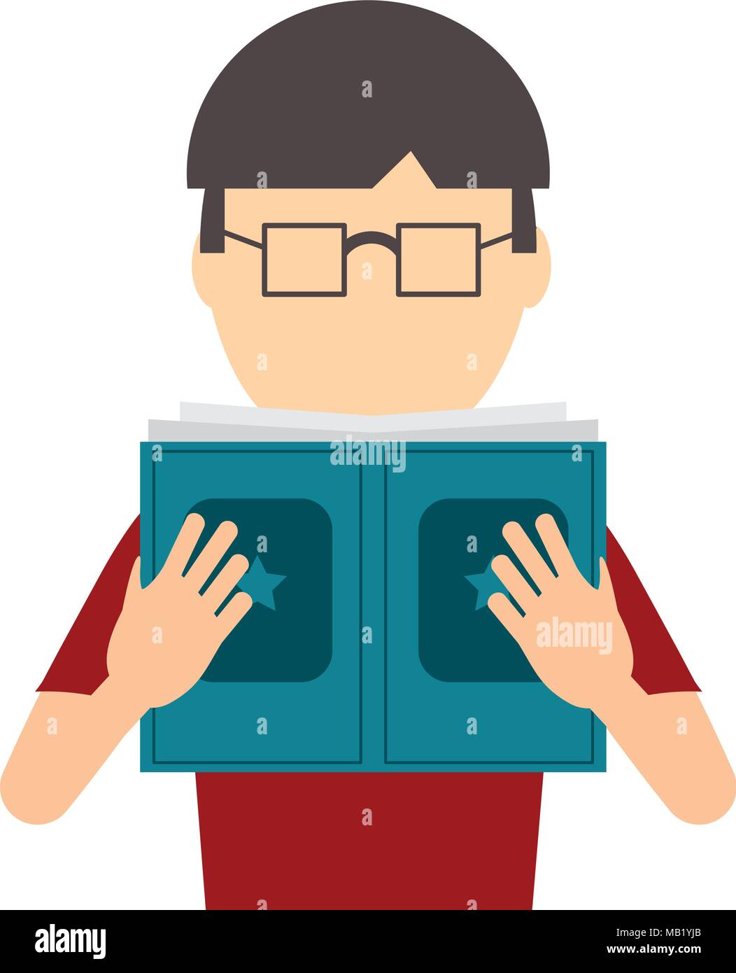 avatar man with glasses reading a book over white background. colorful ...
