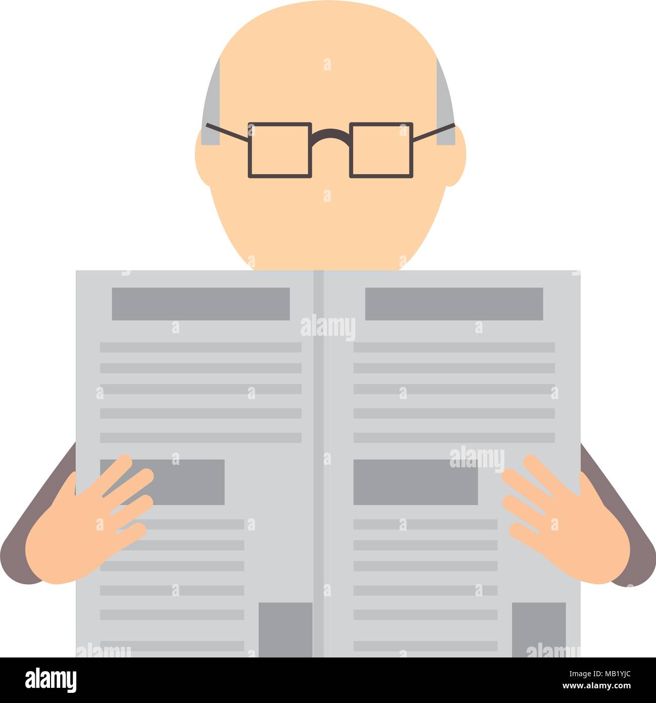 avatar old man reading a newspaper over background, colorful design ...
