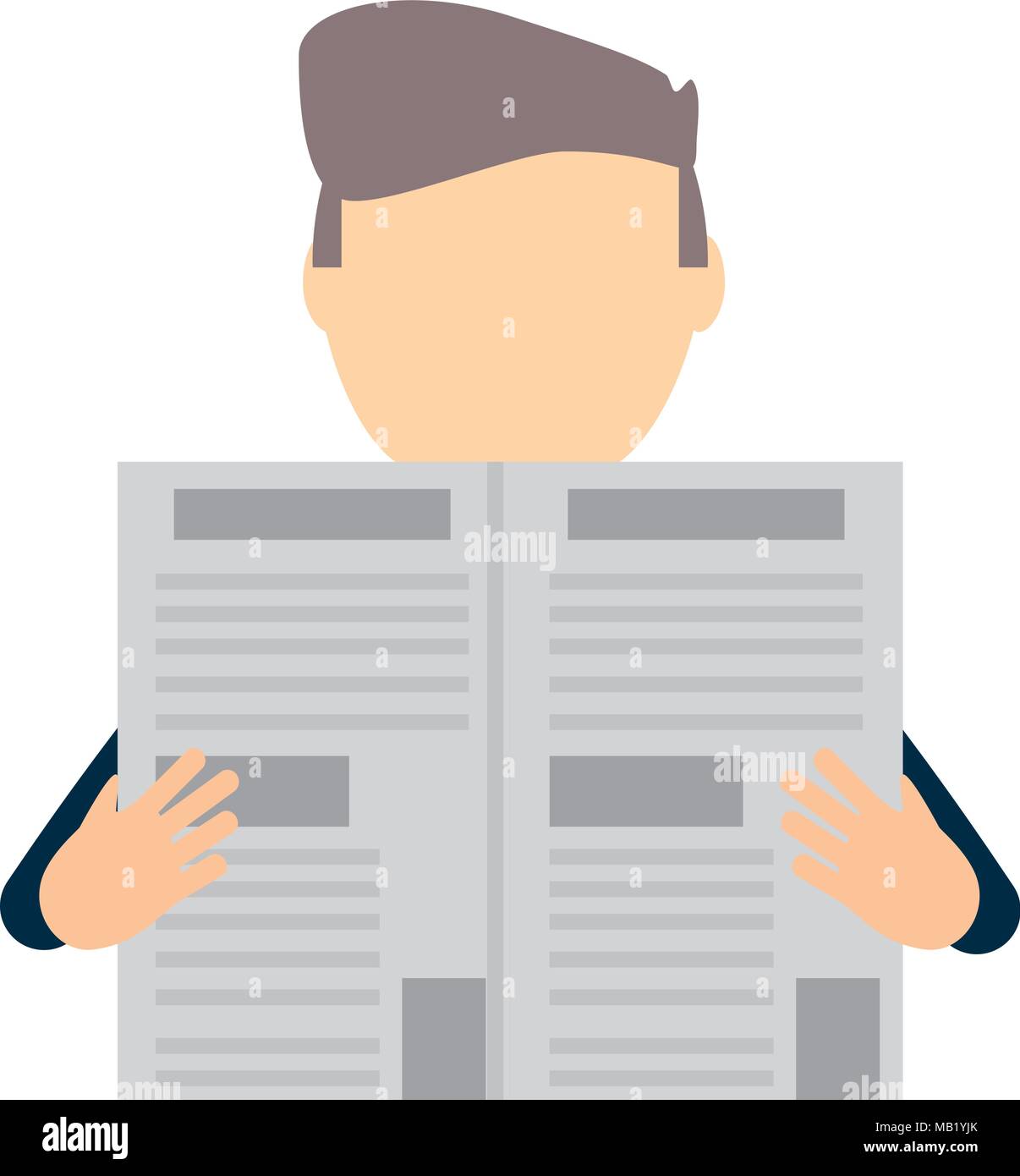 avatar young man reading a newspaper over background, colorful design ...