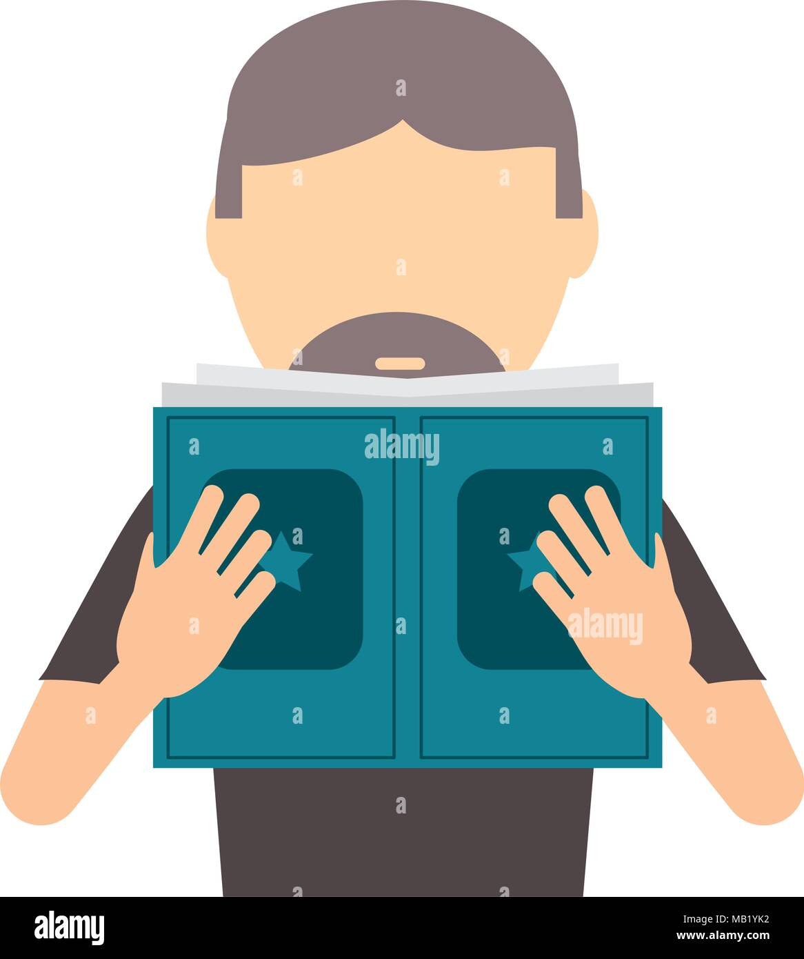 avatar man with beard reading a book over white background. colorful ...