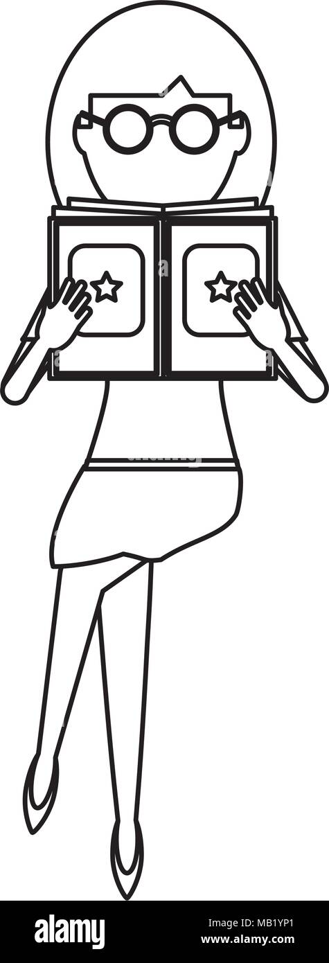 avatar woman sitting and reading a book over white background, vector ...