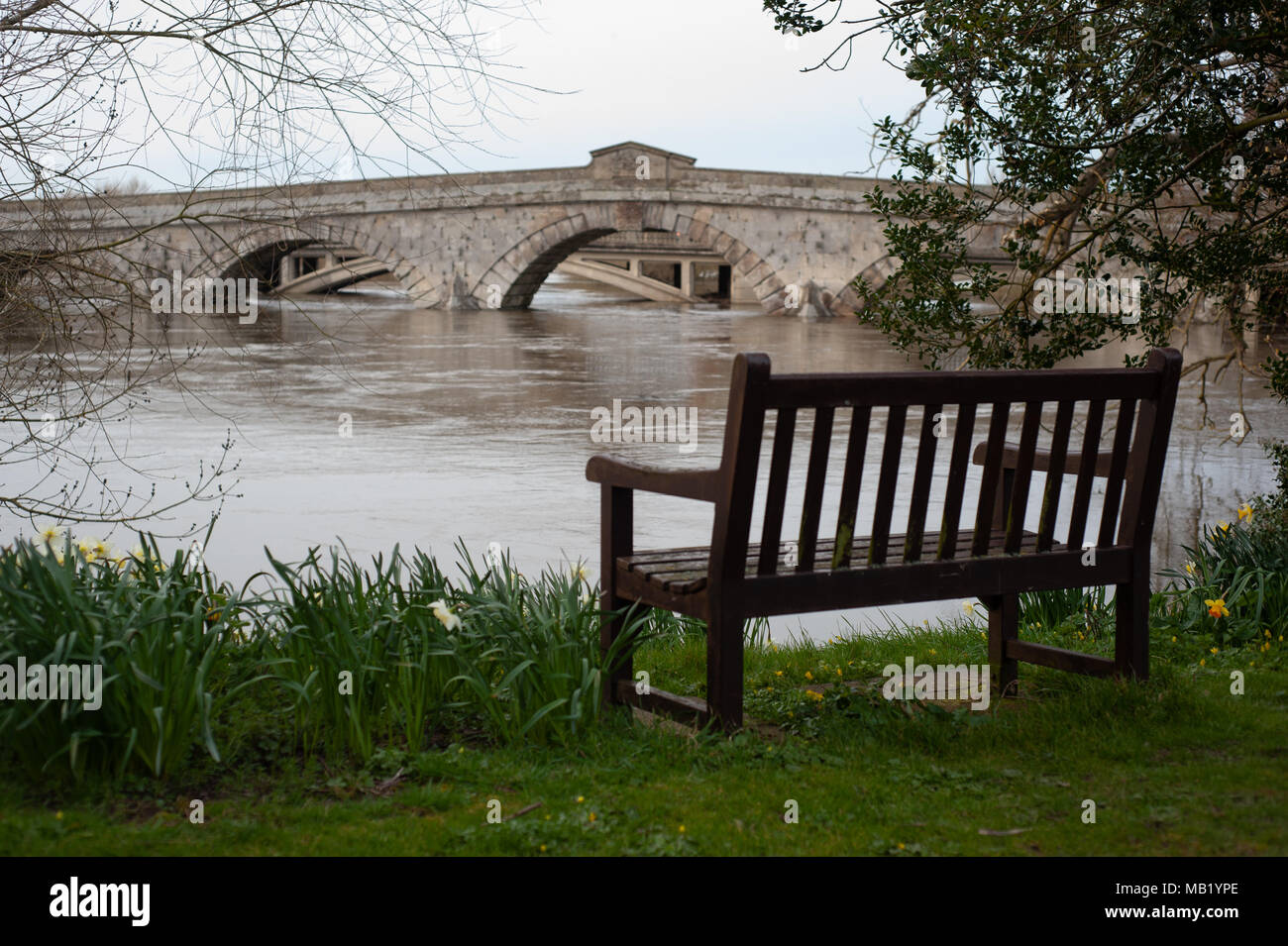 Historic 18th century footbridge and 20th century road bridge at Atcham ...