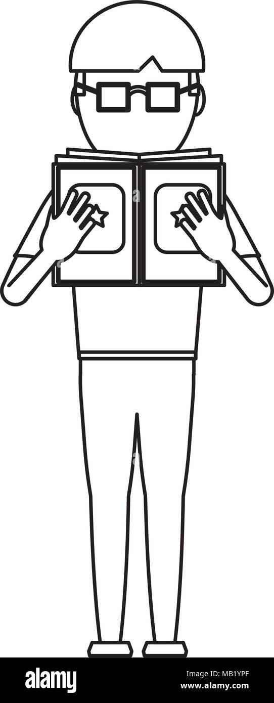 avatar man standing and reading a book over white background, vector ...