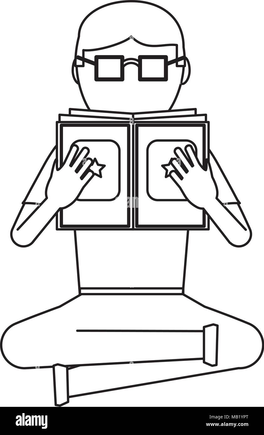 avatar man sitting and reading a book over white background, vector ...