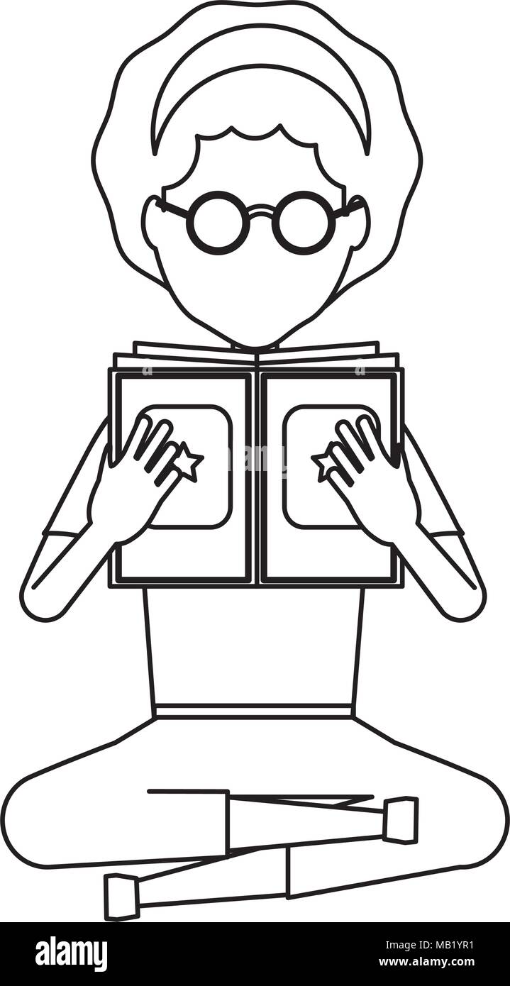 avatar woman sitting and reading a book over white background, vector ...