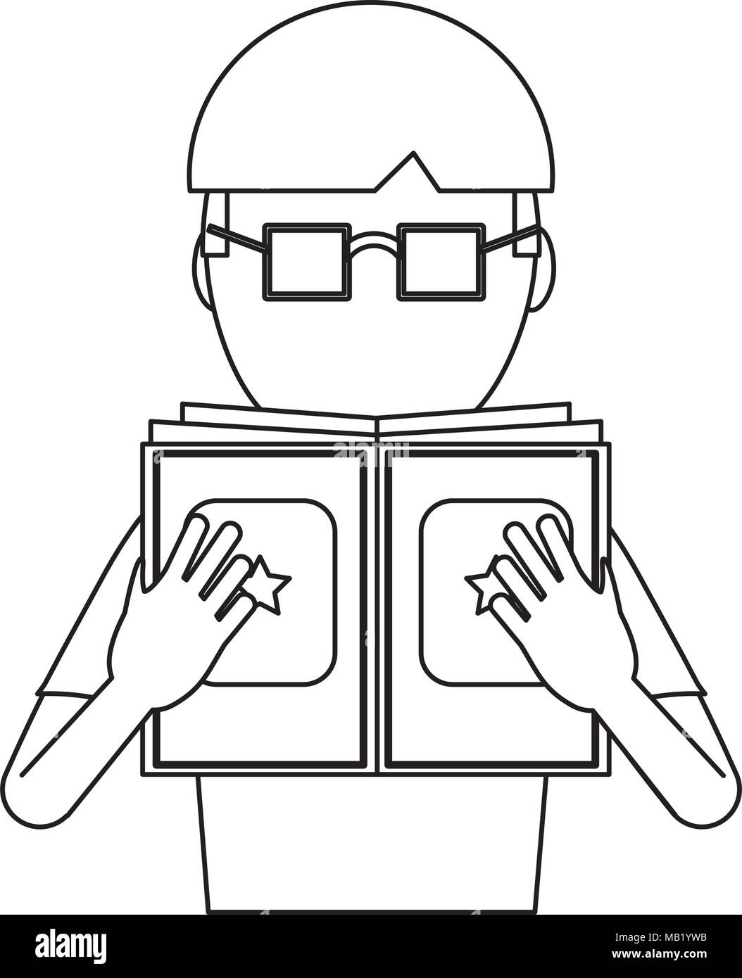 avatar man with glasses reading a book over white background. vector ...