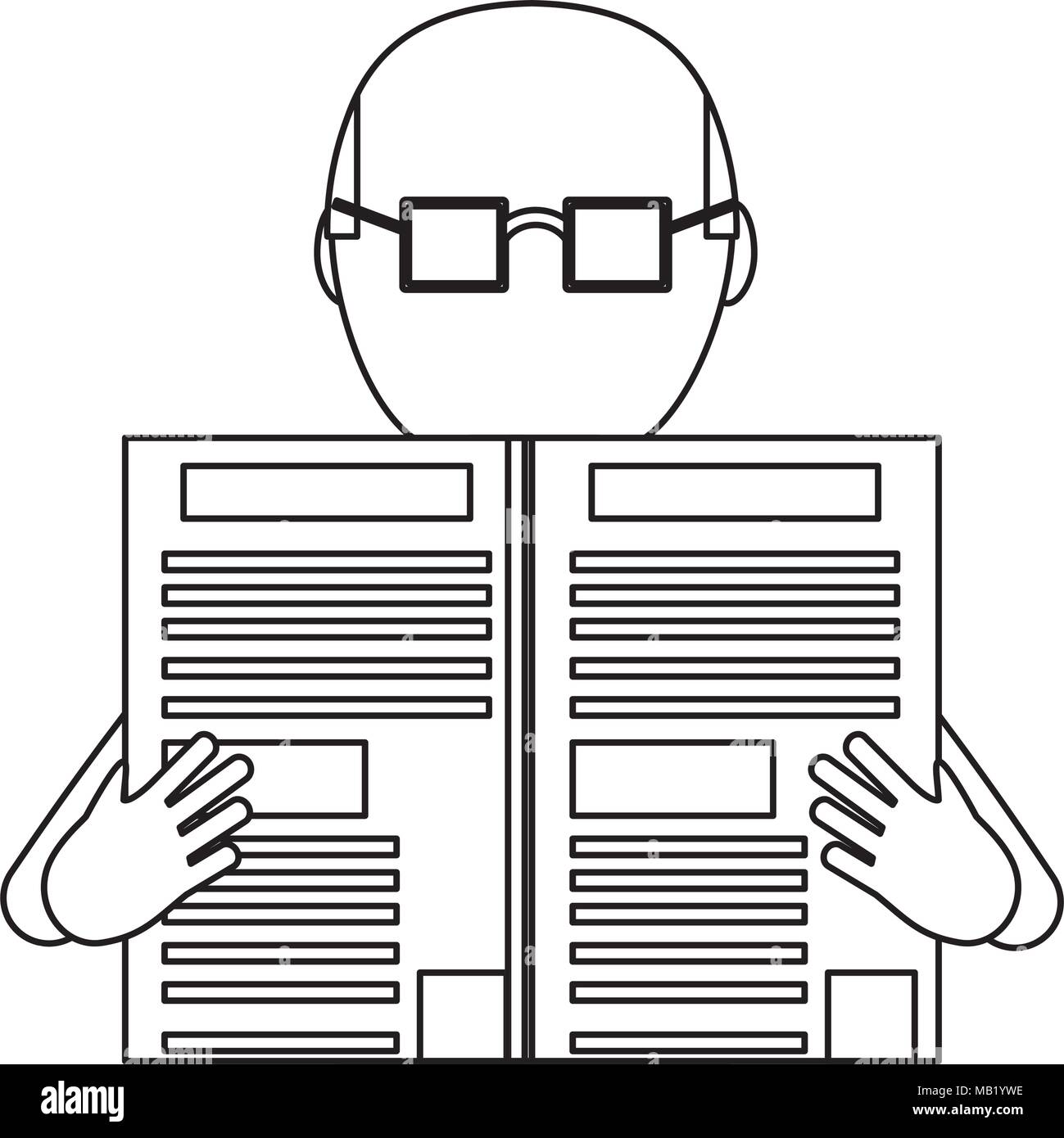 avatar old man reading a newspaper over background, vector illustration ...
