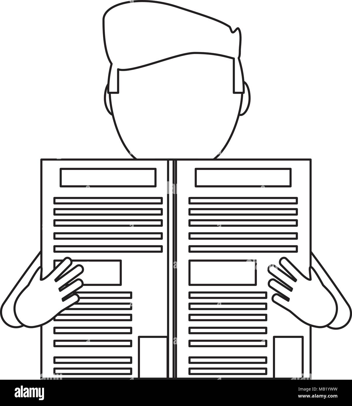 avatar man reading a newspaper over background, vector illustration ...