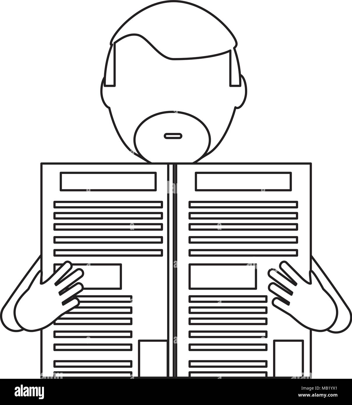 avatar man with beard reading a newspaper over background, vector ...