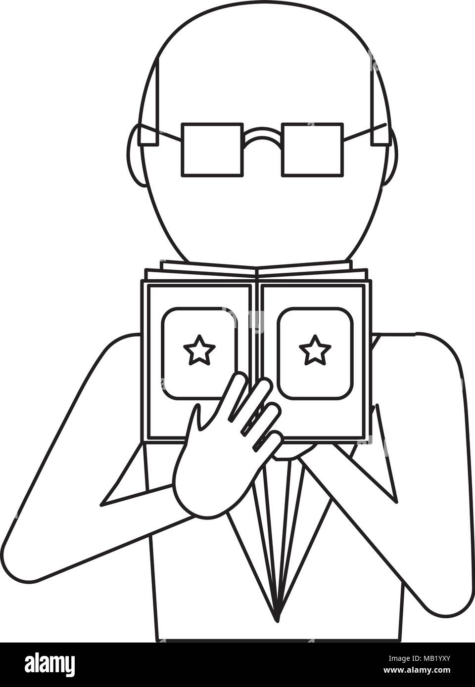 avatar businessman with glasses reading a book over white background ...