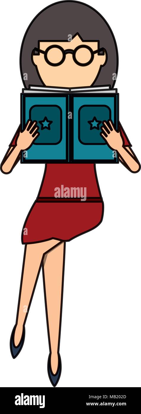 avatar woman sitting and reading a book over white background, colorful ...