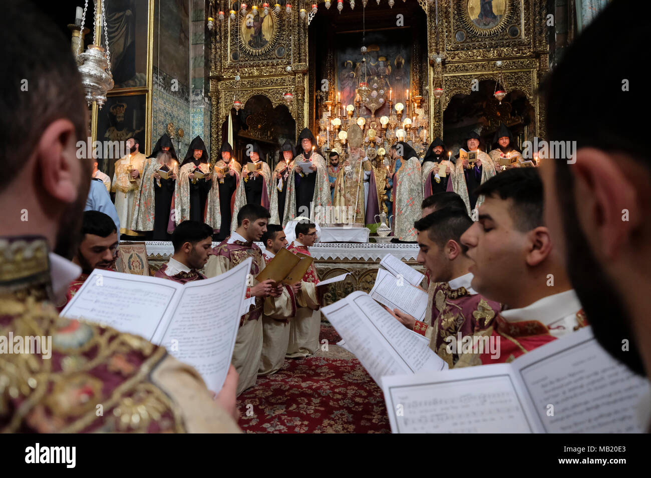 Members of the Armenian Apostolic church and the Grand Sacristan of the Armenian Apostolic ...