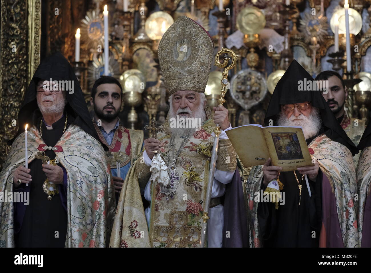 Members of the Armenian Apostolic church and the Grand Sacristan of the ...