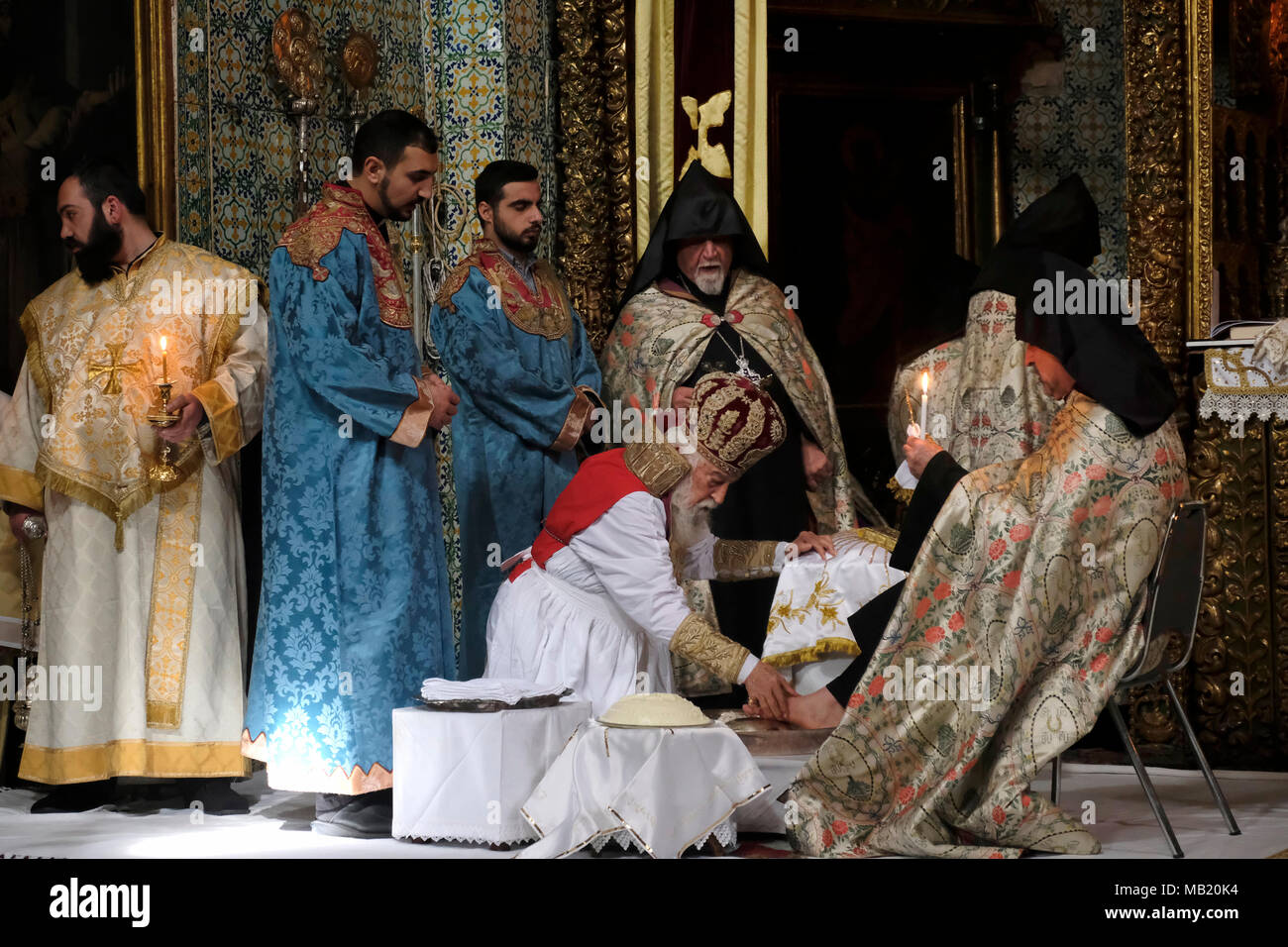 Jerusalem, Israel, 5th April 2018. The Grand Sacristan of the Armenian Apostolic Patriarchate of ...