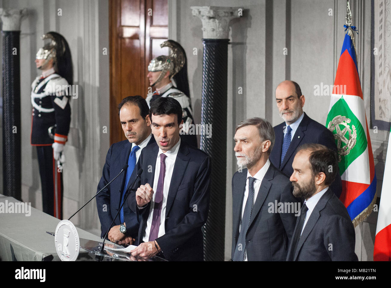 Rome, Italy. 5th April, 2018. Maurizio Martina, acting leaf of the ...