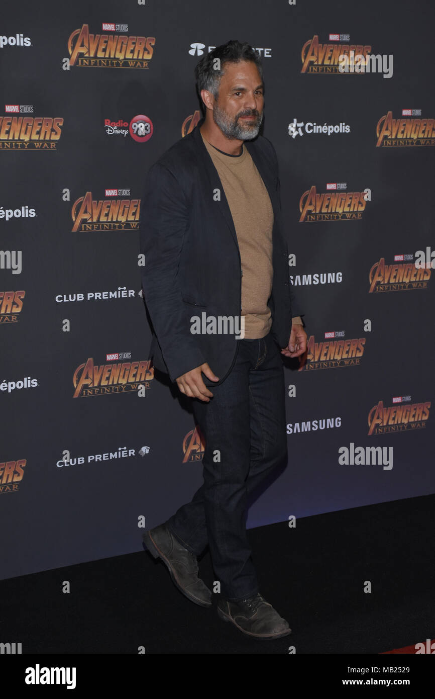 Mexico City, Mexico. 5th Apr, 2018. Actor Mark Ruffalo is seen ...