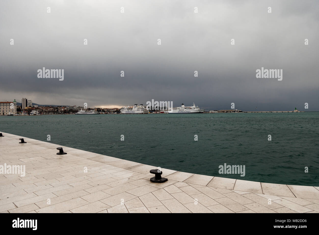 The view from the main street in Split to the sea and surroundings ...