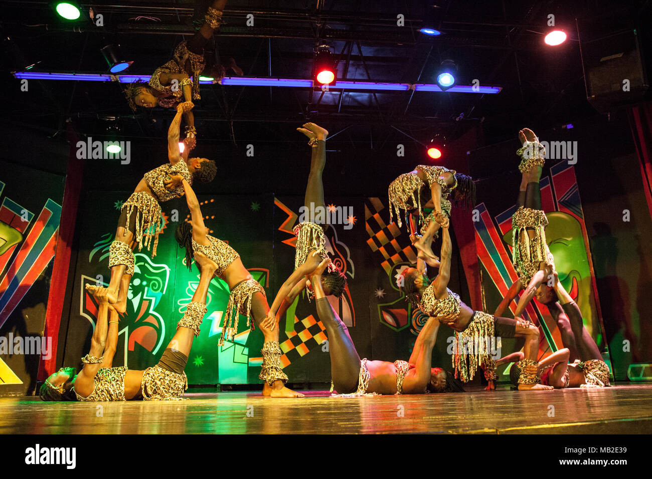 African Acrobats Performance on the stage Stock Photo - Alamy