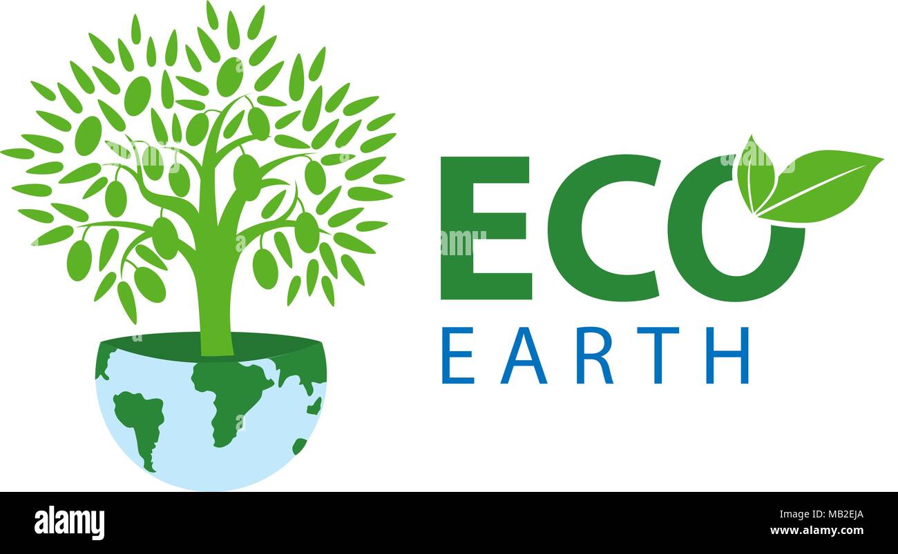 Vector illustration of symbol of ecology with the text eco earth Stock ...