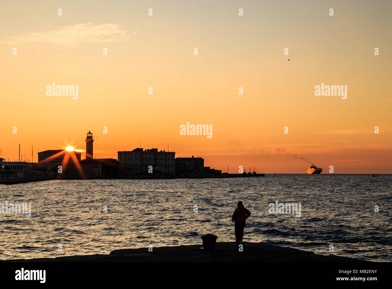 winter evening in the gulf of Trieste Stock Photo - Alamy