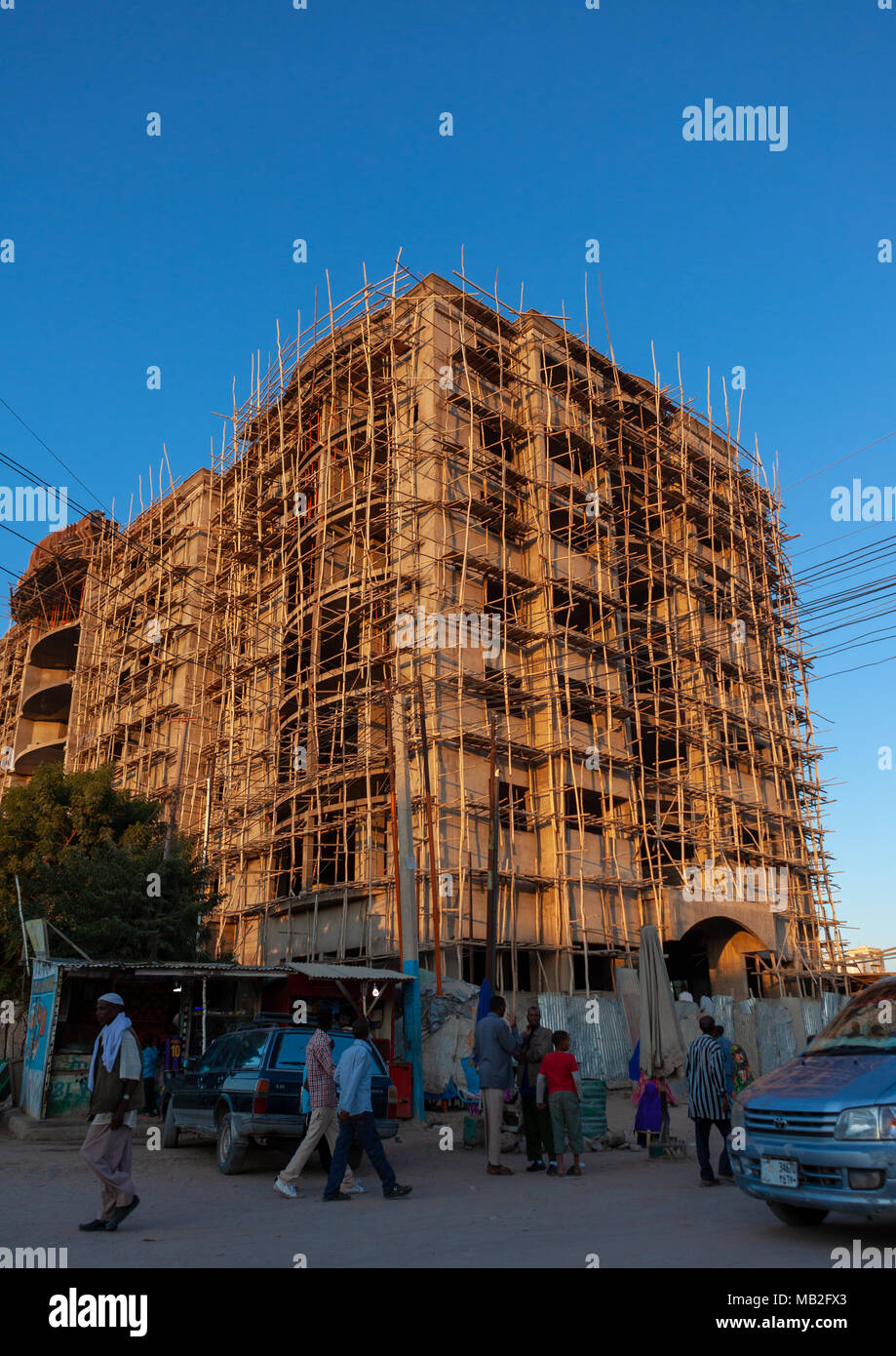 Construction of buildings in the city center, Woqooyi Galbeed region ...