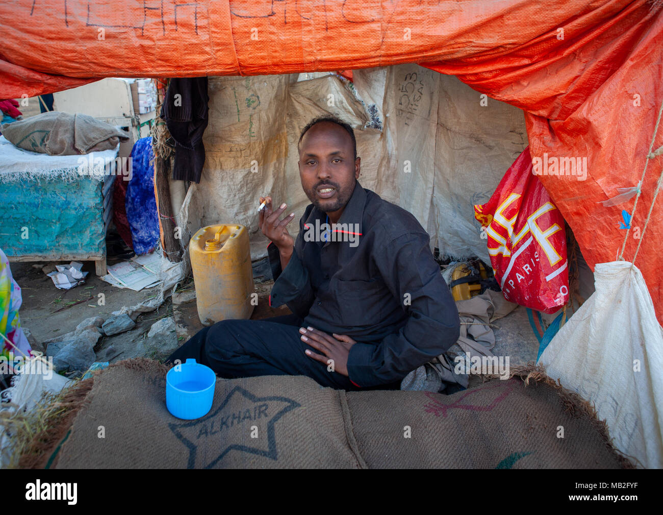 Somali khat seller in the market, Woqooyi Galbeed region, Hargeisa ...
