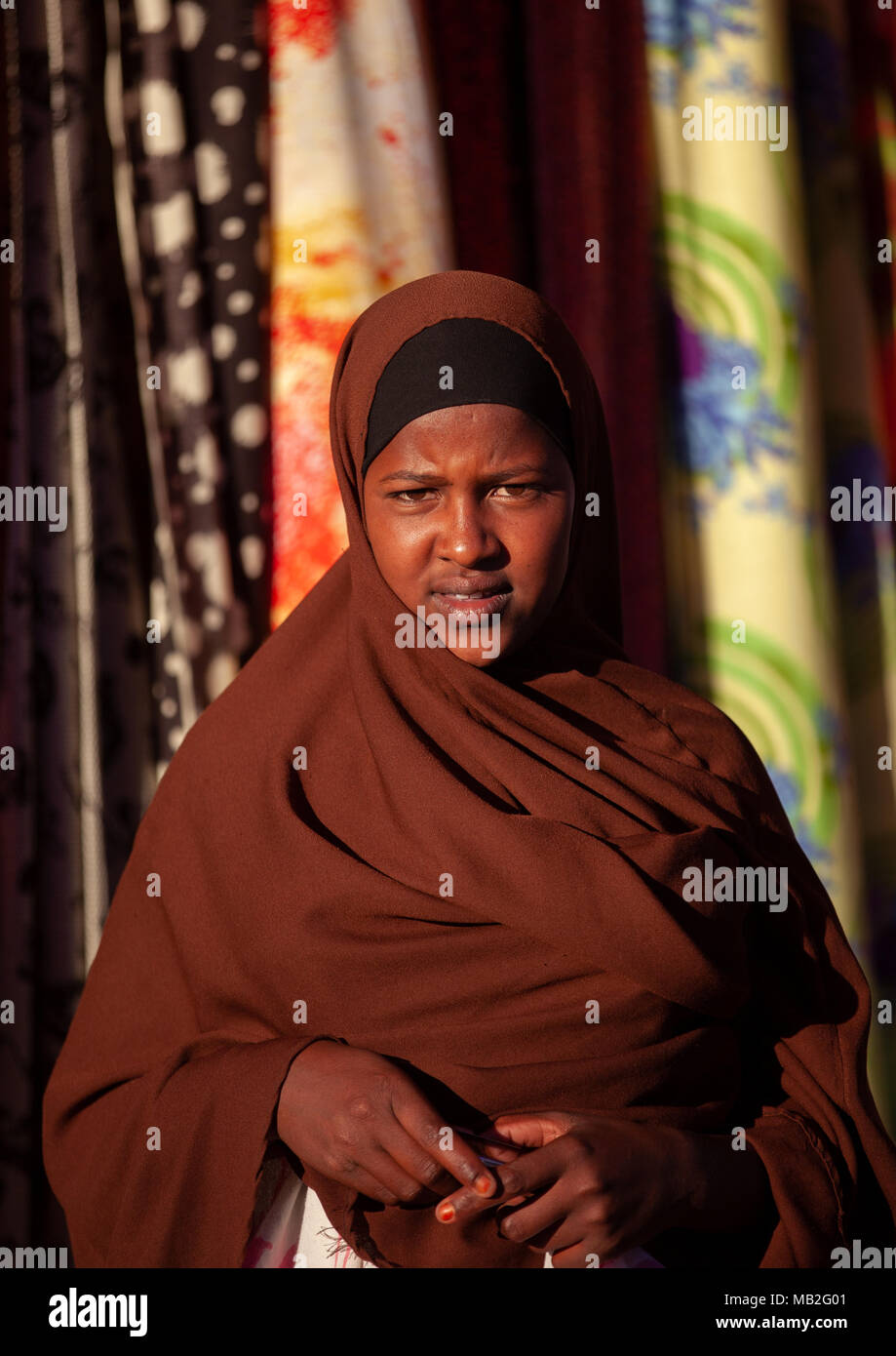 Portrait of a somali woman in the street, Woqooyi Galbeed region ...