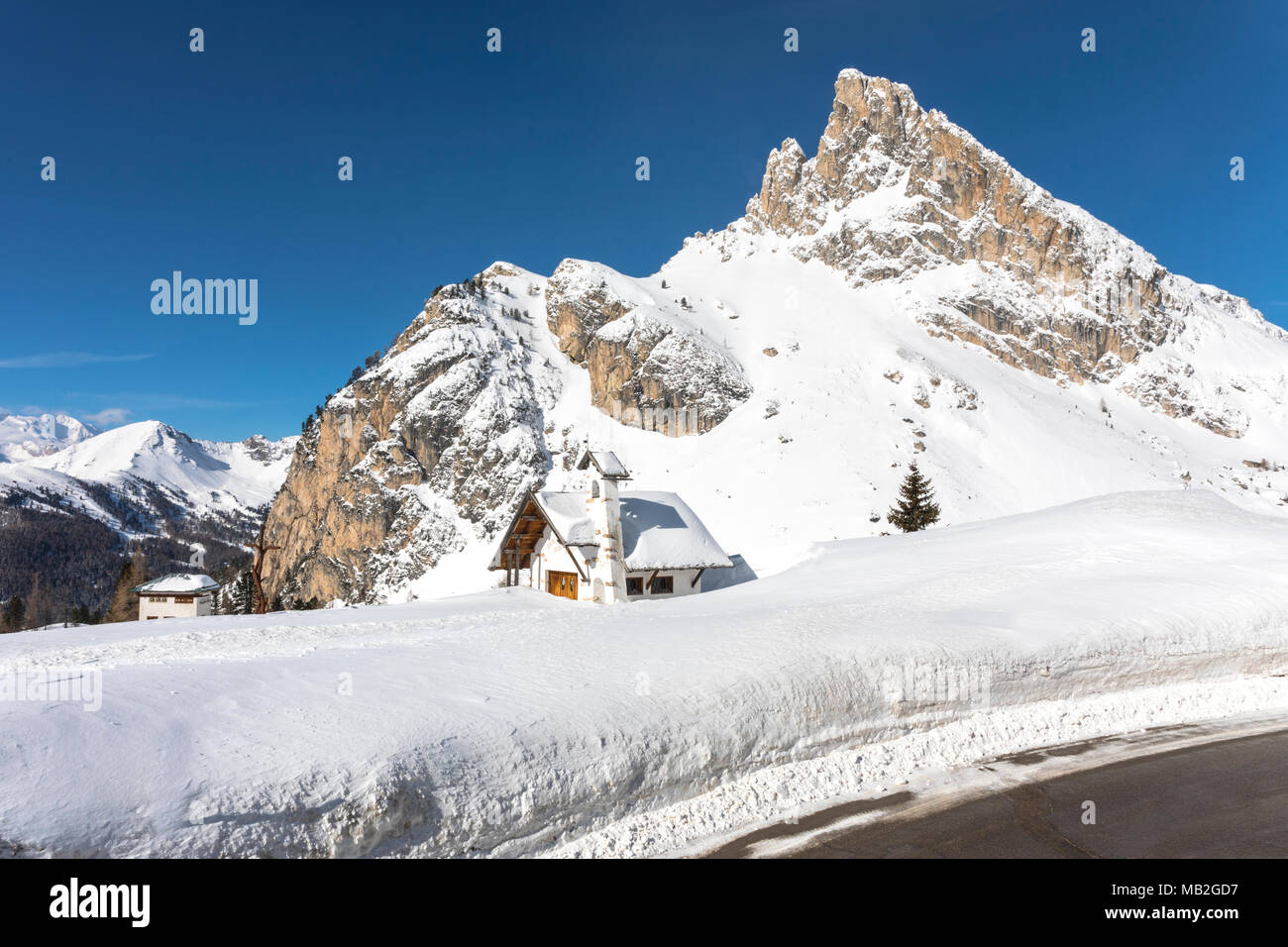 Church of Passo Falzarego, Cortina d'Ampezzo village, Belluno district ...