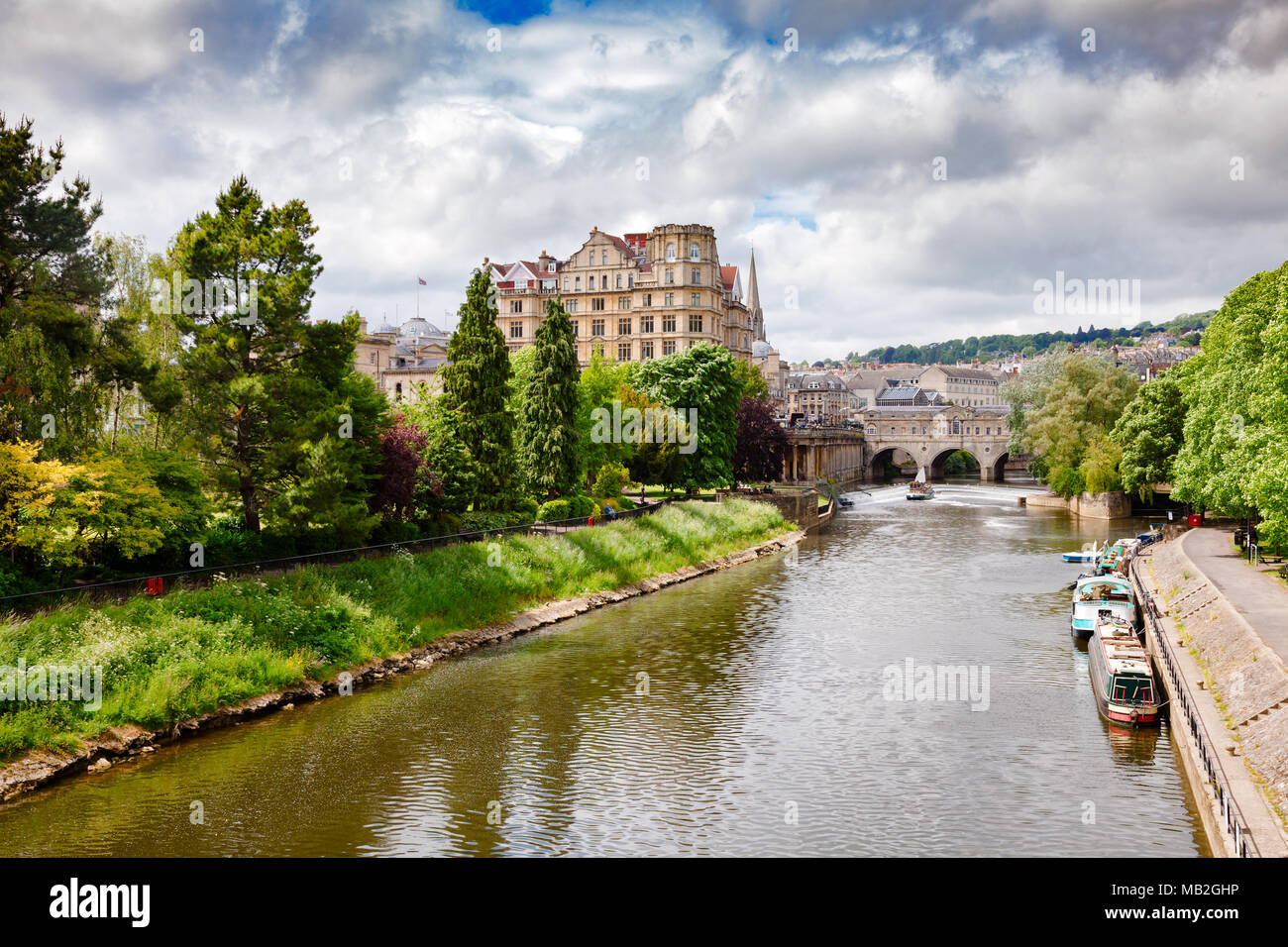 Bath cityscape with Parade Gardens park Empire Hotel and Pulteney ...
