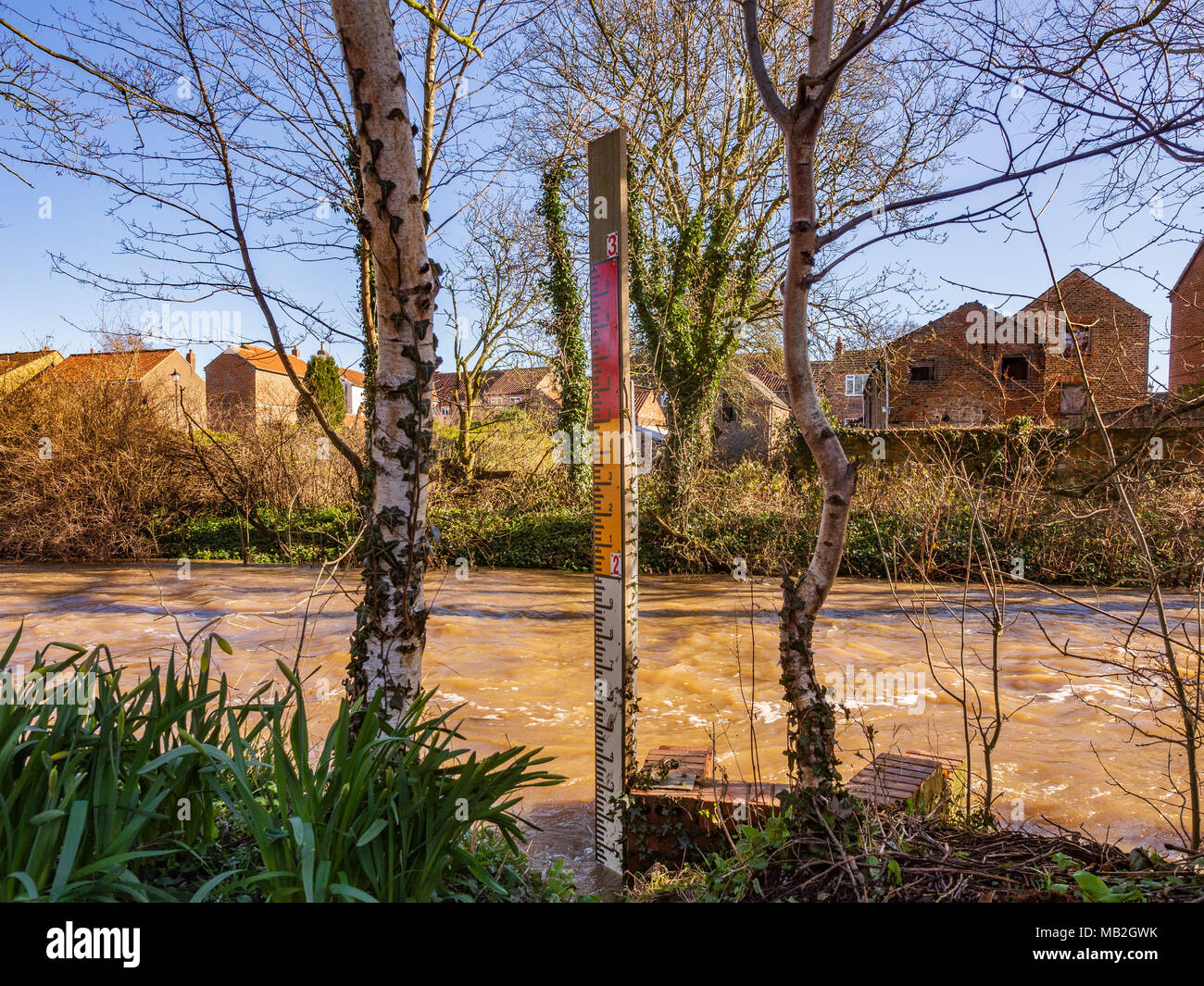 Water level indicator and High water level at Cod Beck, Thirsk, North ...