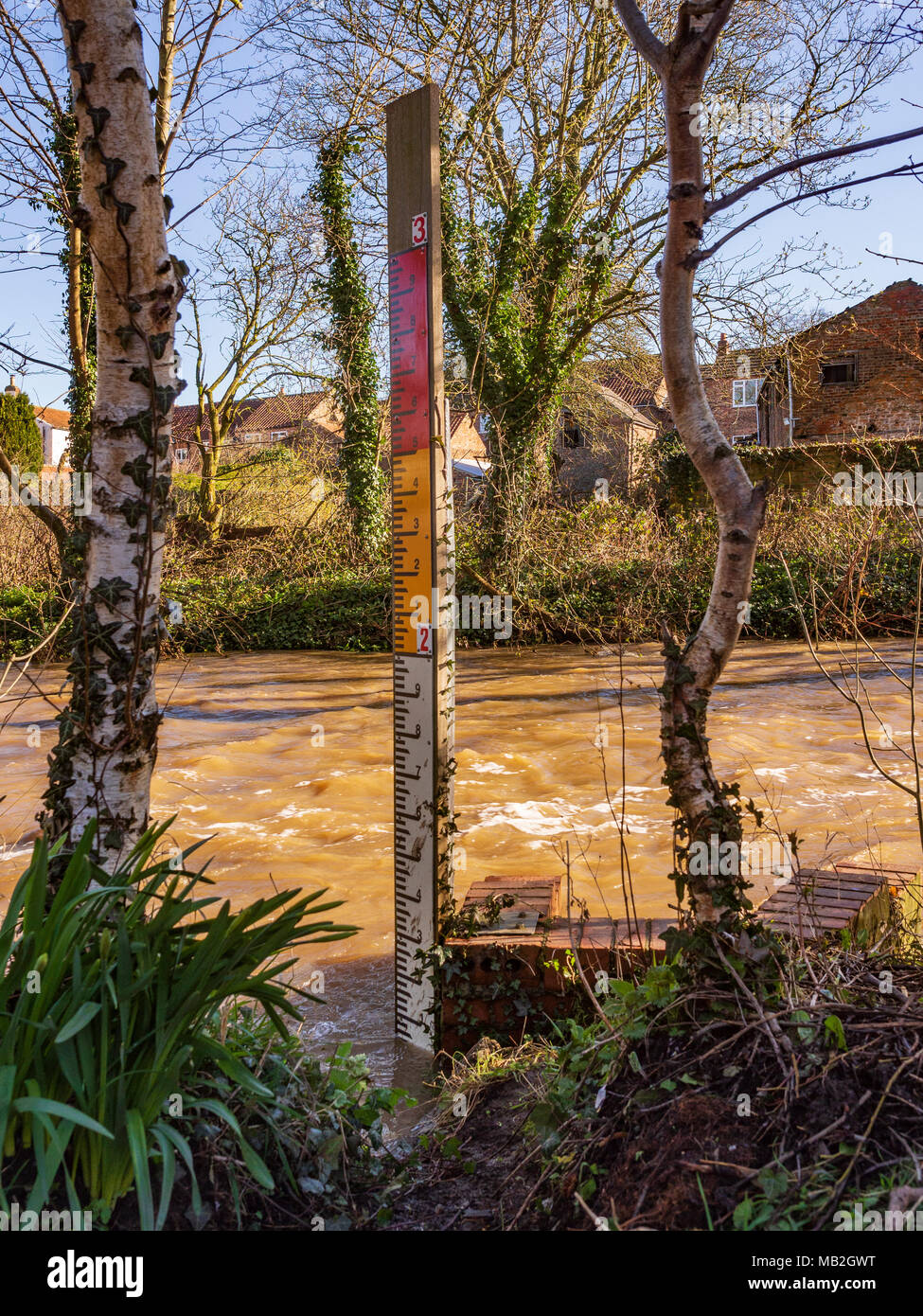Water level indicator and High water level at Cod Beck, Thirsk, North ...
