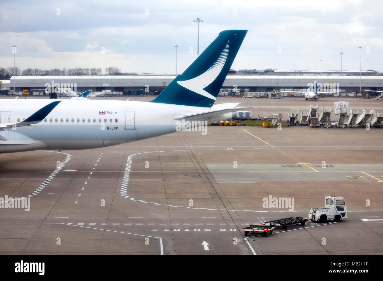 Manchester Airport Cathay Pacific International airline tail, ready to ...