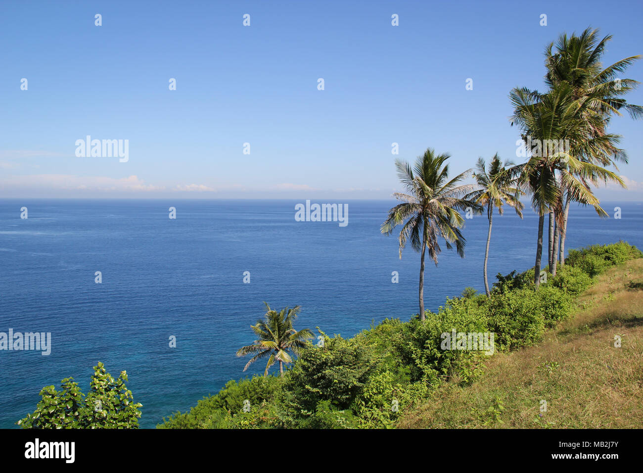 Lombok Strait in Indonesia with tropical vegetation on its coast Stock ...