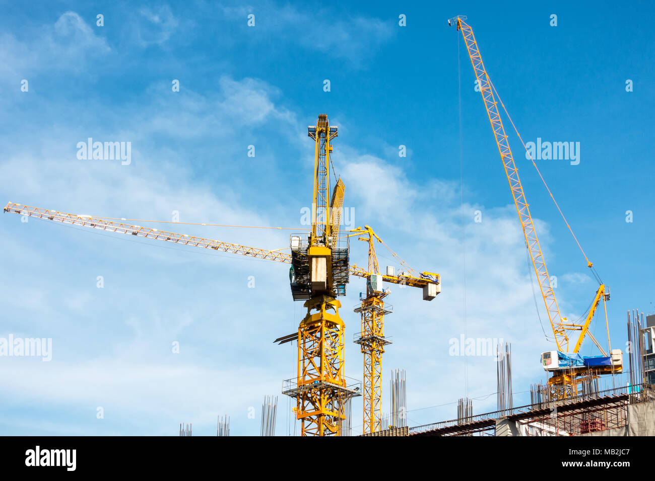Construction site and operation of tower cranes Stock Photo - Alamy