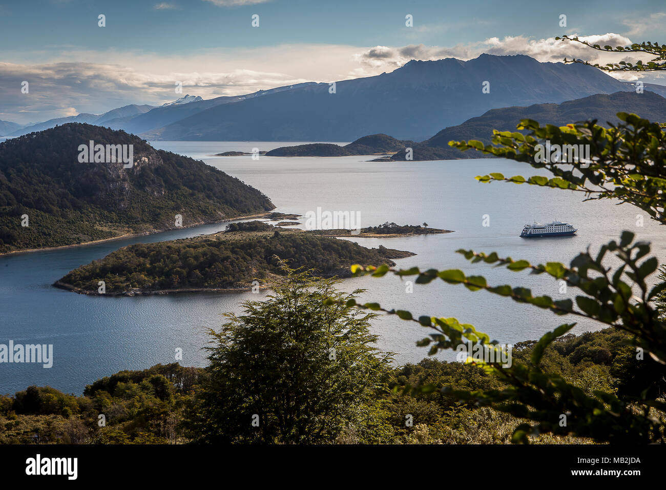 panoramic view of Wulaia Bay, also called Caleta Wulaia, Navarino ...