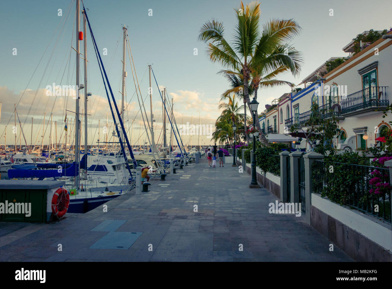 Colonial architecture of Puerto de Mogan on Gran Canaria island Stock ...