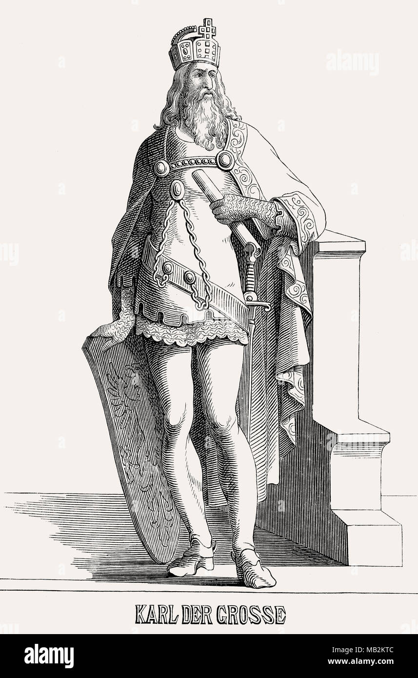 Charlemagne, Charles the Great or Carolus Magnus, 747-814, King of the ...