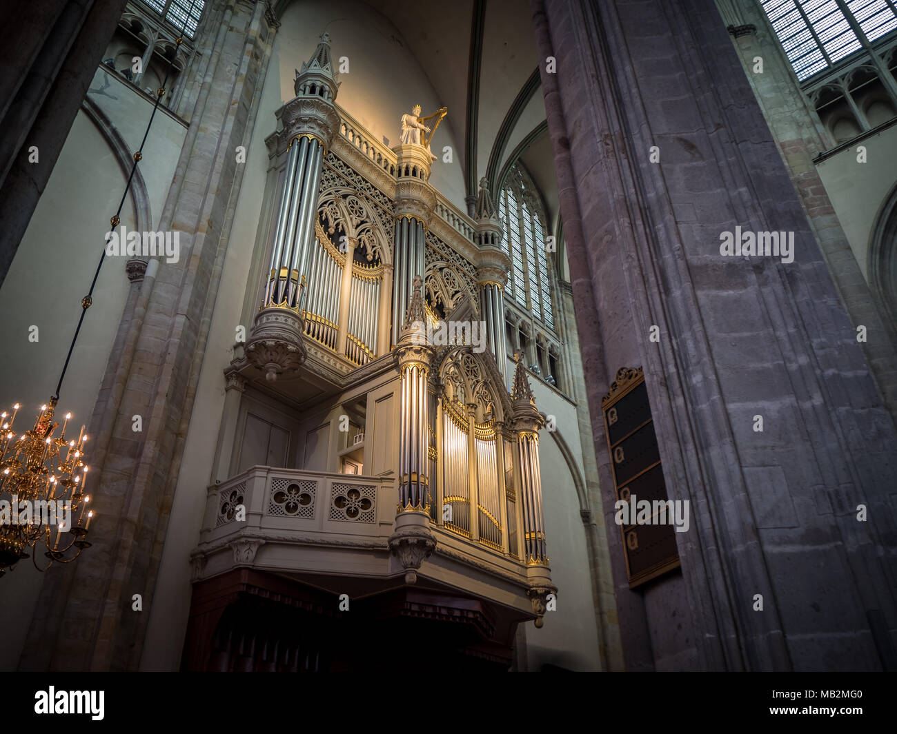 Utrecht, Netherlands - August 13, 2016: The organ of the Dom Church was ...