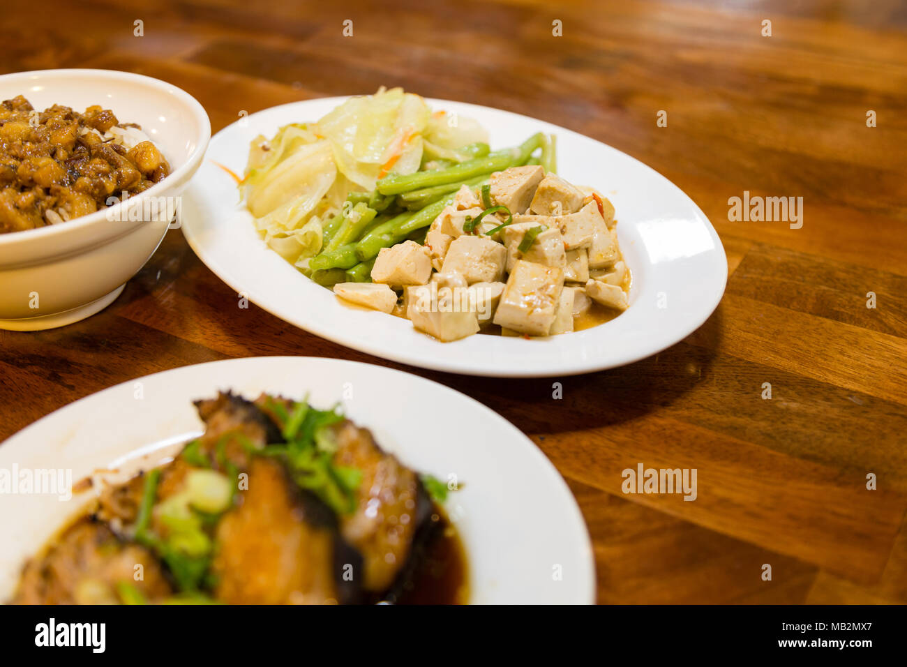 Traditional Taiwanese food, braised pork rice, and tofu Stock Photo - Alamy
