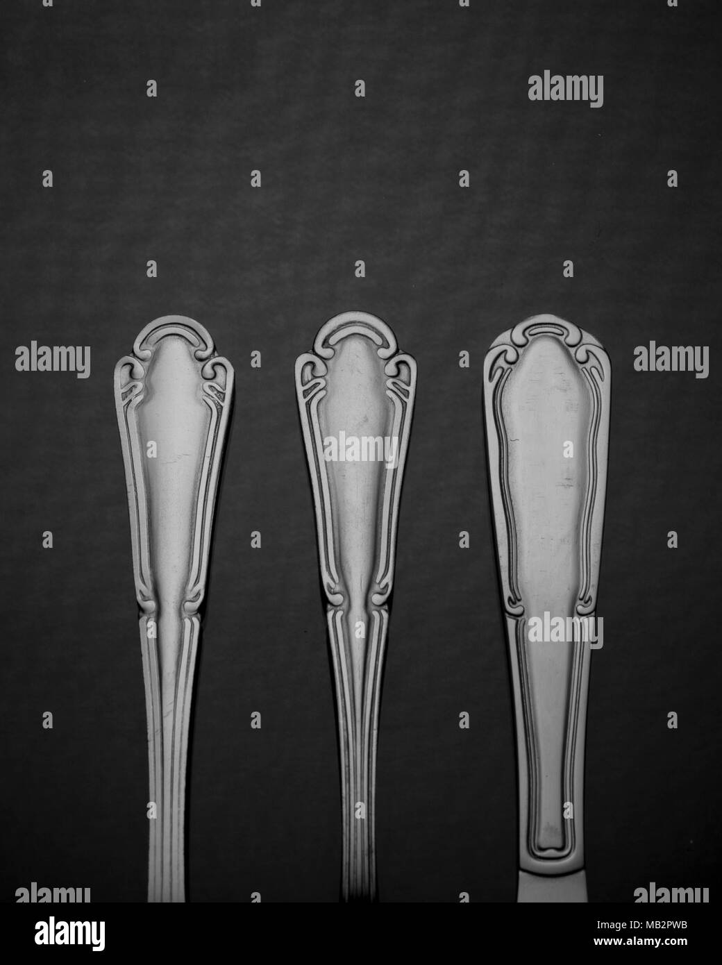 Cutlery set fork knife and spoon isolated on white background utensils ...