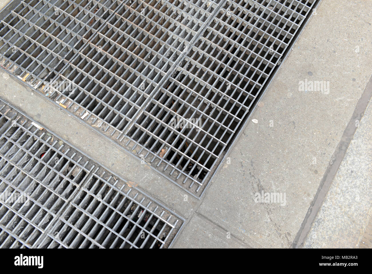 Iron Subway grates on sidewalk of Manhattan in New York City, made ...