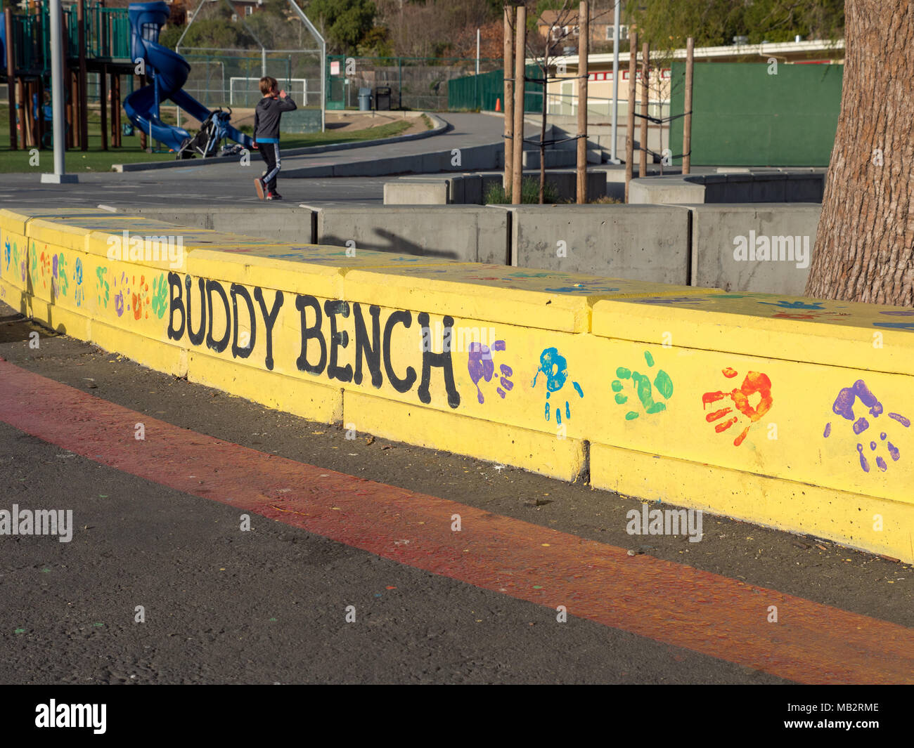 Art work on buddy bunch in sunny playground. Children playing Stock ...