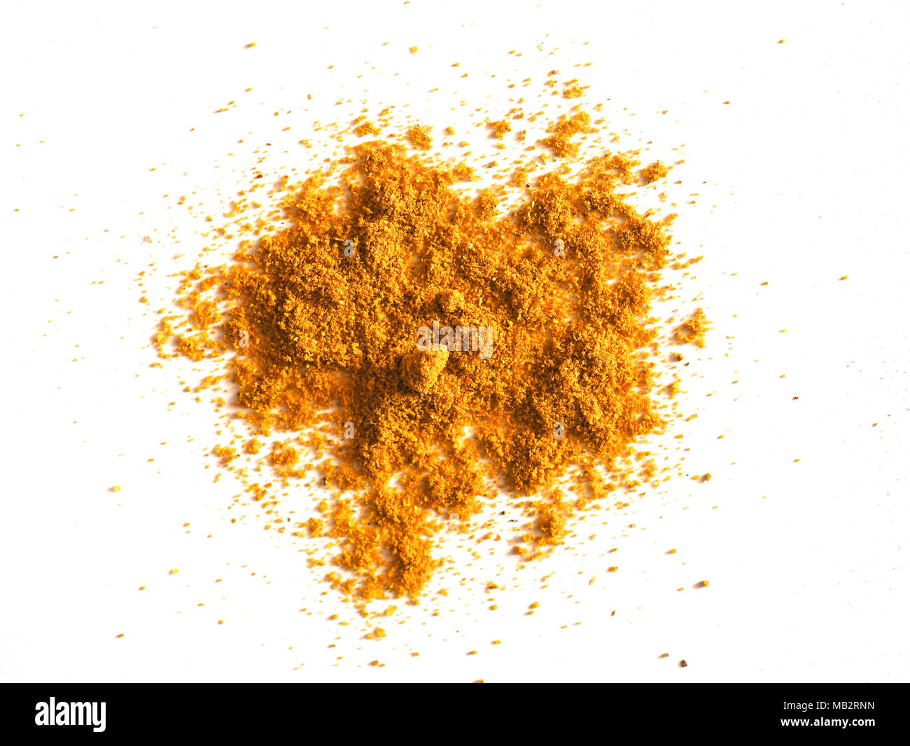 Turmeric (Curcuma longa) powder hot Indian spice over white background ...