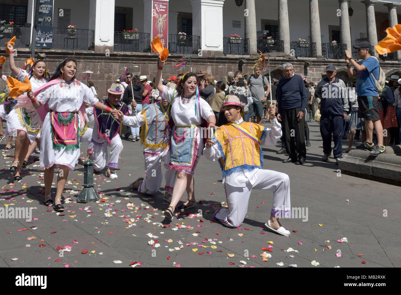 Quito, Ecuador - December 17: People in traditional Ecuadorean dresses ...