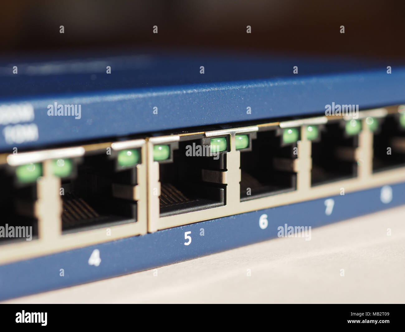 Modem router switch with ports for RJ45 plug in LAN local area network ...