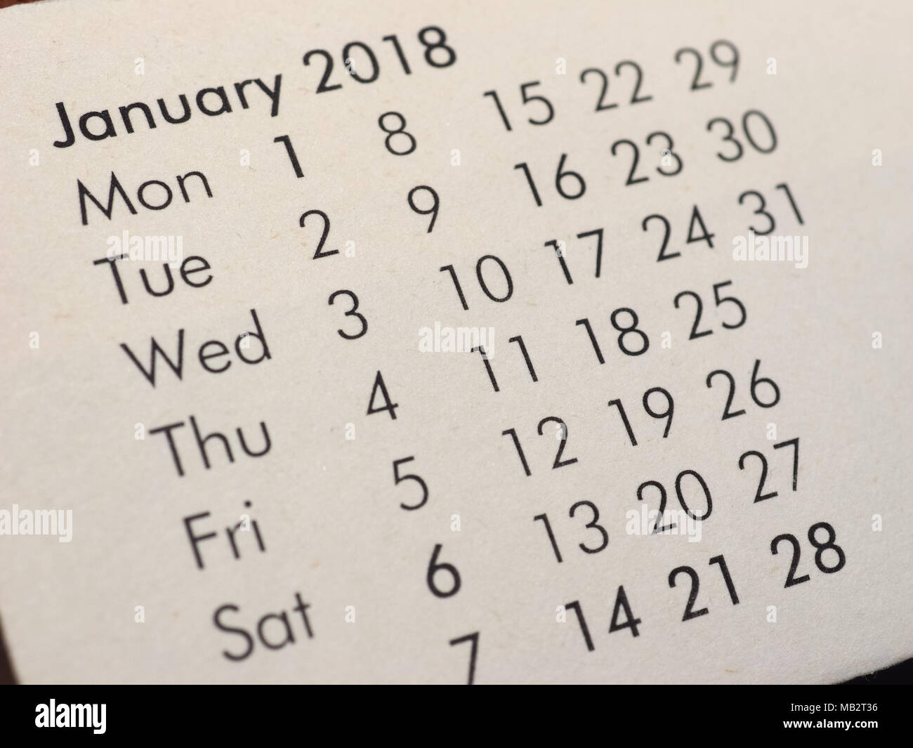 detail of a calendar page with dates Stock Photo - Alamy