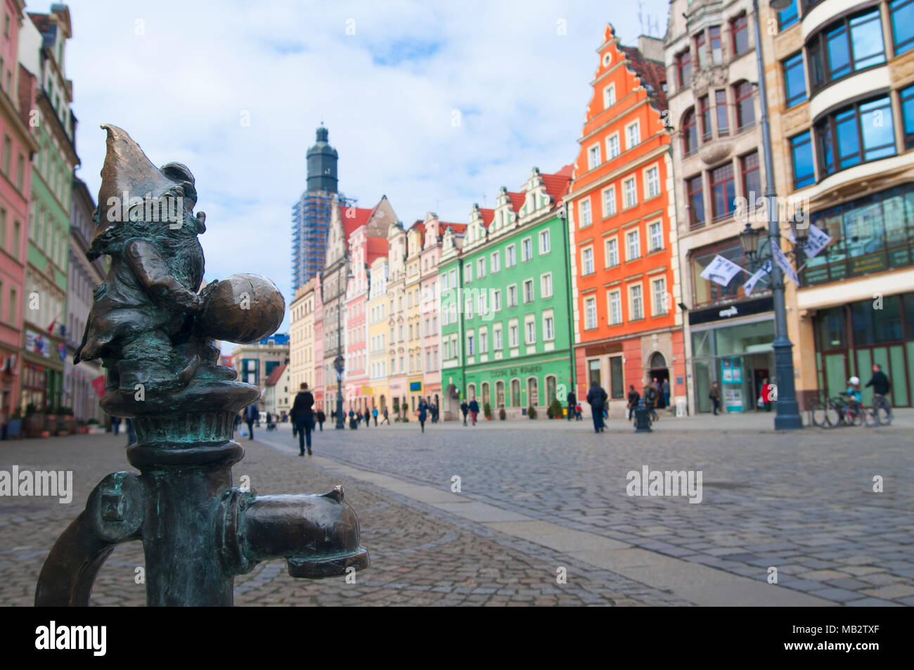 Wroclaw, Poland, March 2018. Wroclaw close-up of Wroclaw dwarf and main ...