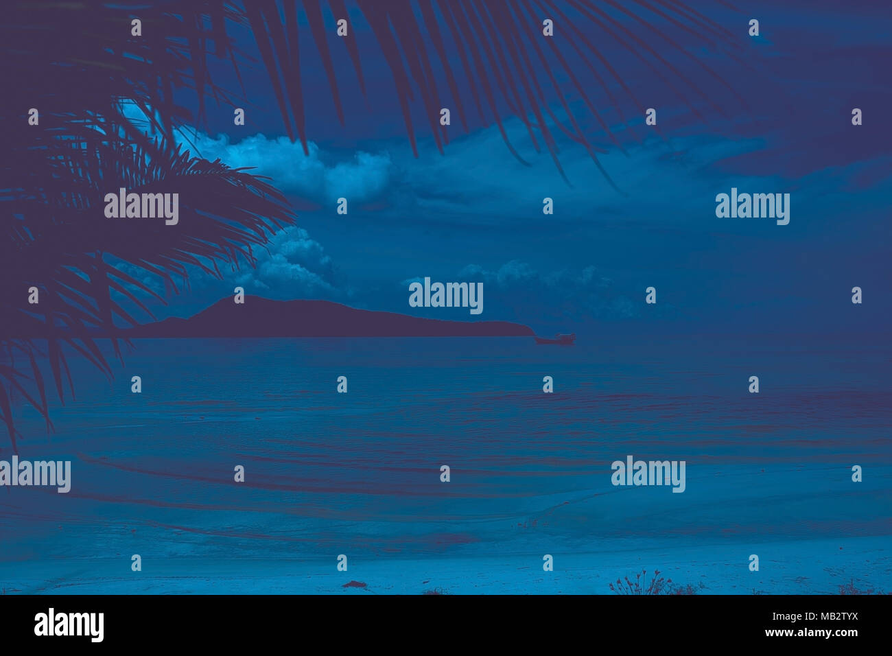 Tropical landscape of Koh Rong Samloem island at the night. Cambodia ...