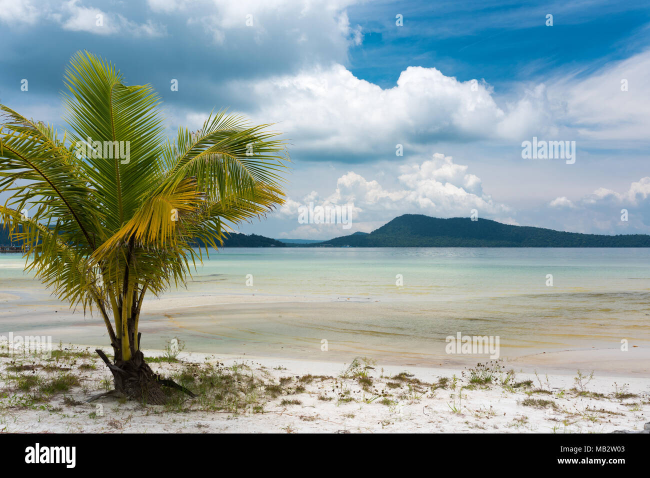 Tropical landscape of Koh Rong Samloem island with clear turquoise ...